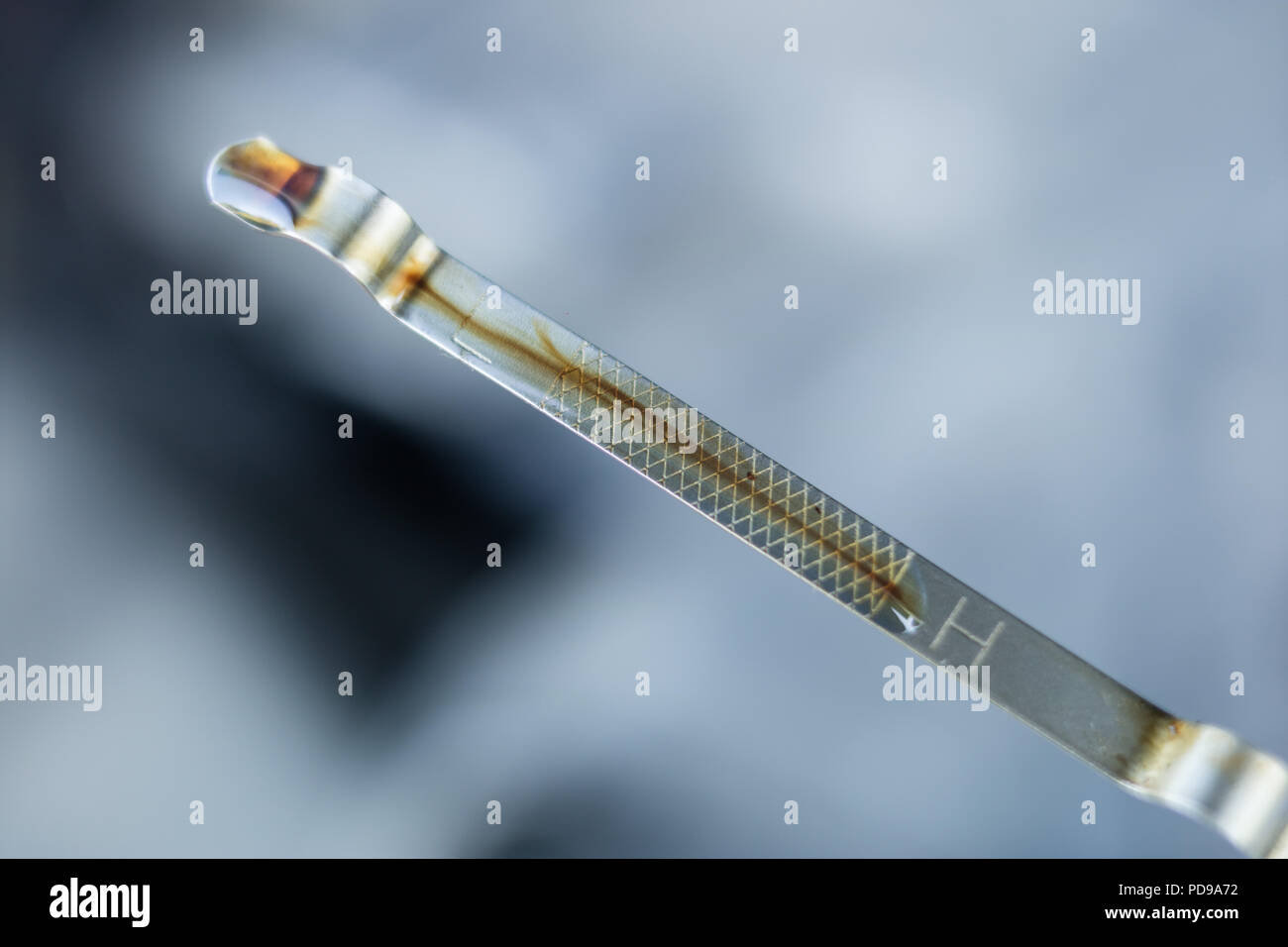 Oil dipstick in an internal combustion engine. Oil change in a ...