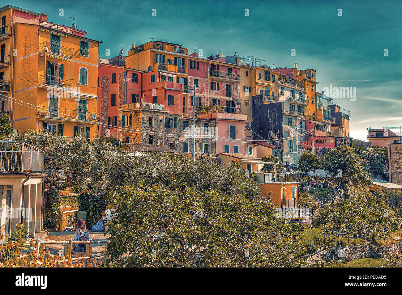 cluster of colorful houses in Italian Five Lands Stock Photo - Alamy