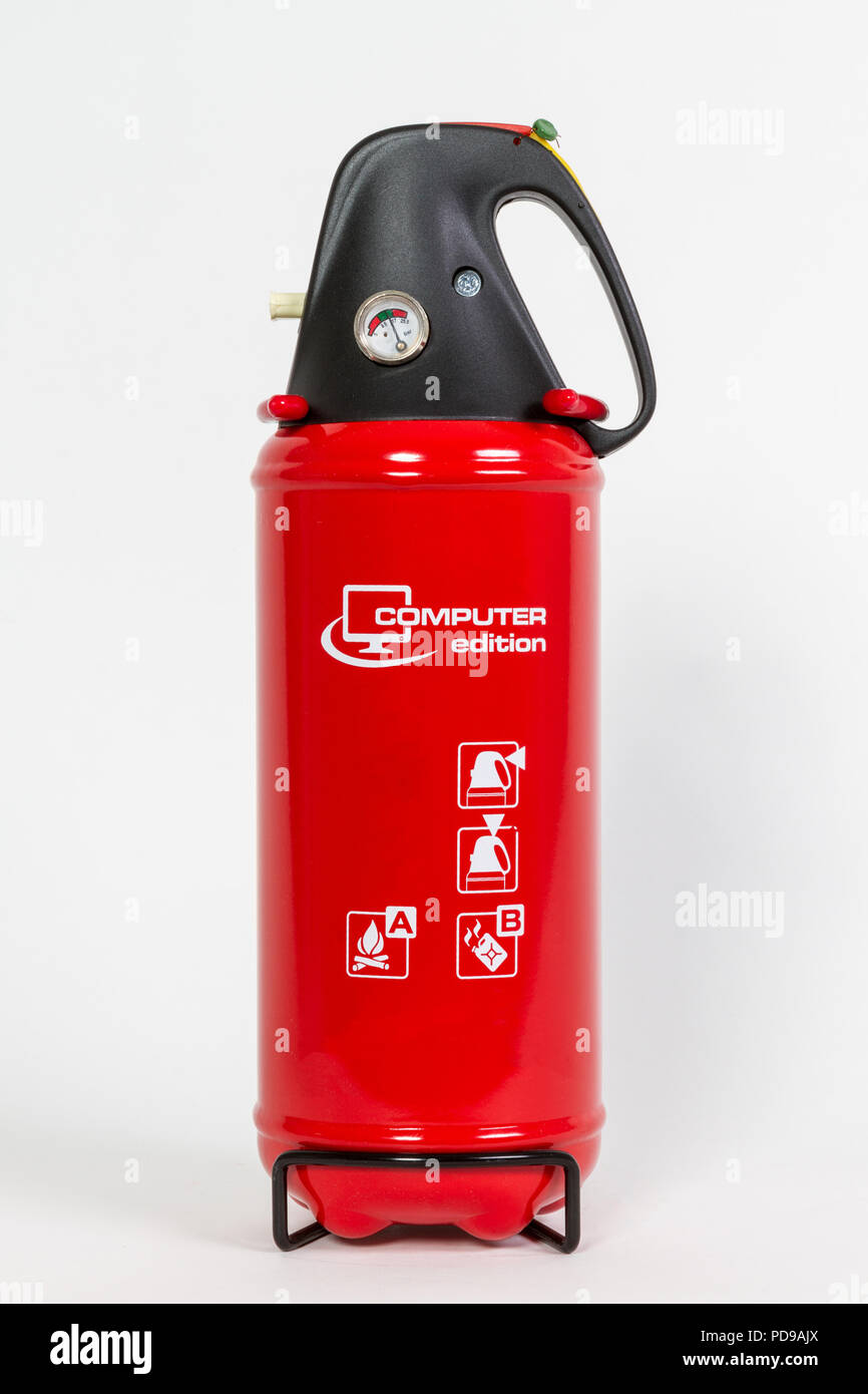 Computer edition of modern fire extinguisher on white background Stock ...