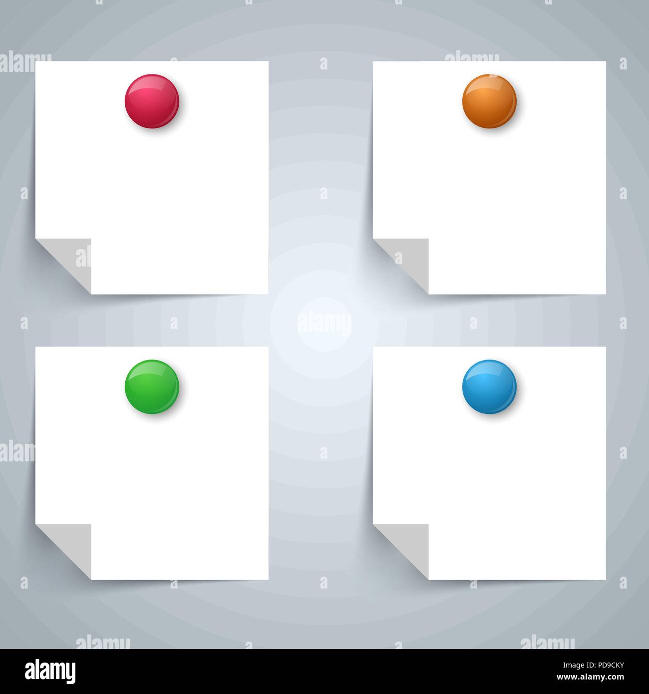 Square paper with magnet - business infographic. four items Stock ...