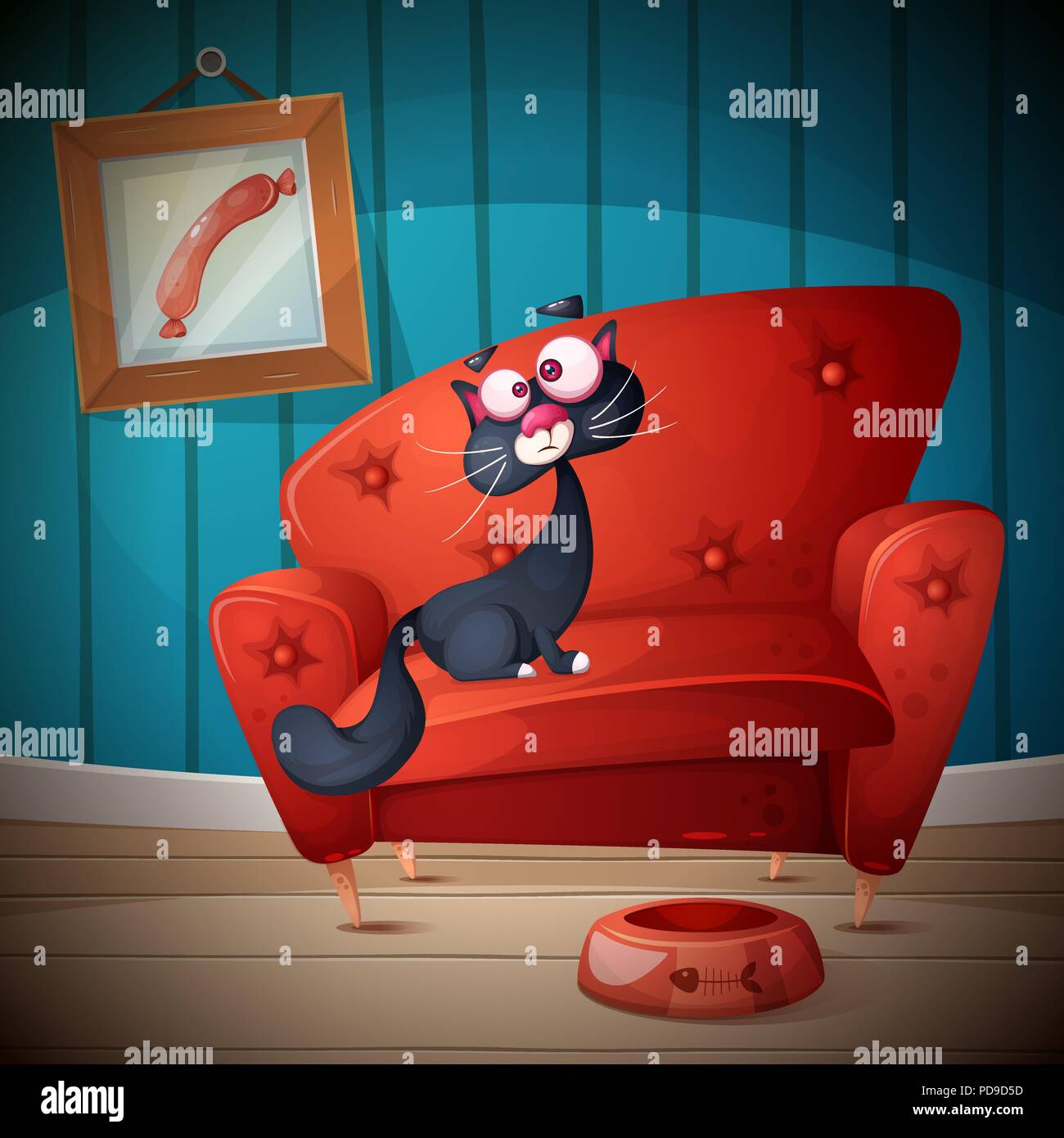 Cat sitting on furniture Stock Vector Images - Alamy