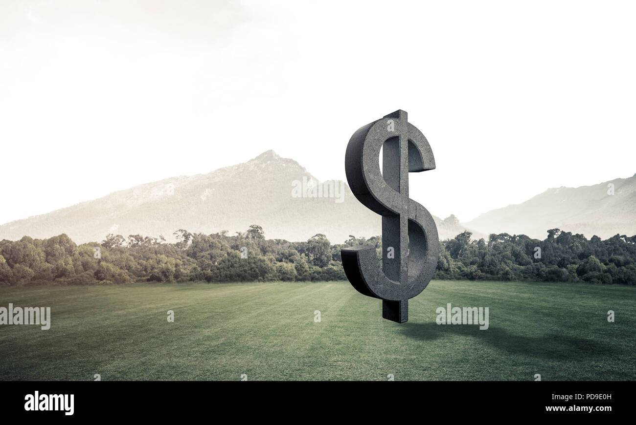Money making and wealth concept presented by stone dollar symbol Stock ...