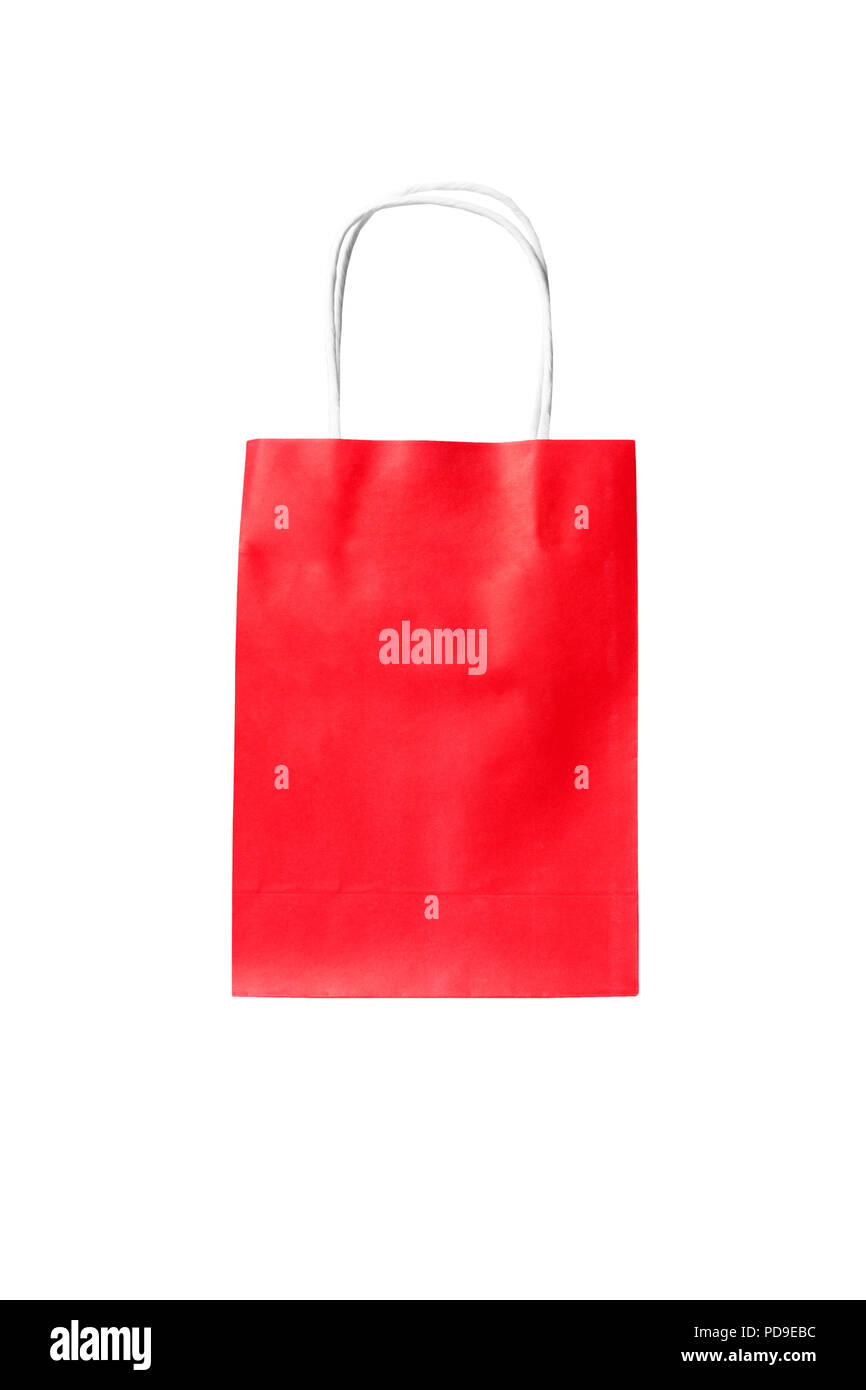 Ecological recycling red shopping bag isolated on white background ...