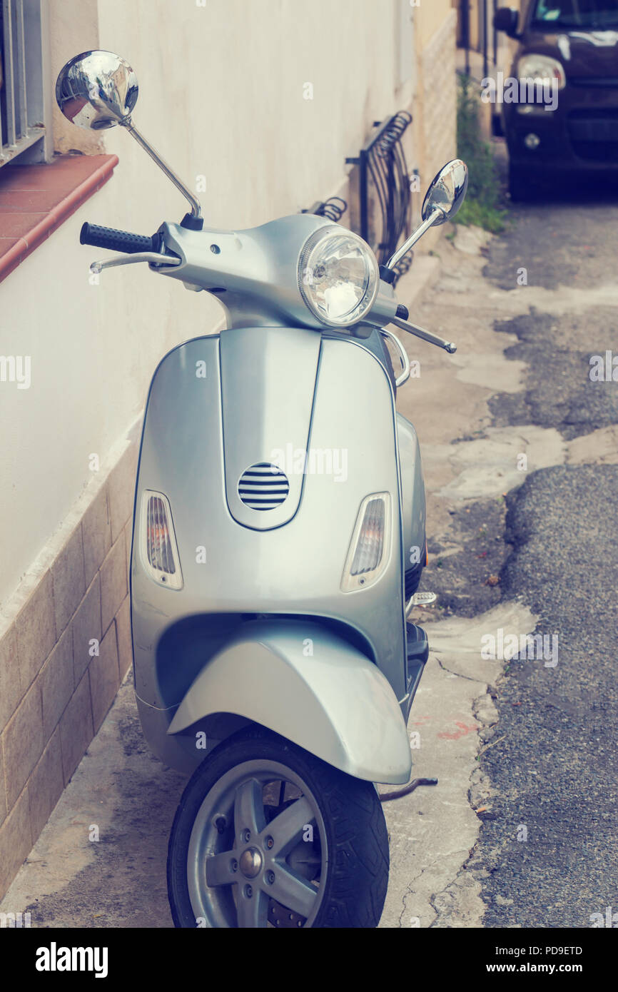 Gray vintage scooter Stock Photo - Alamy