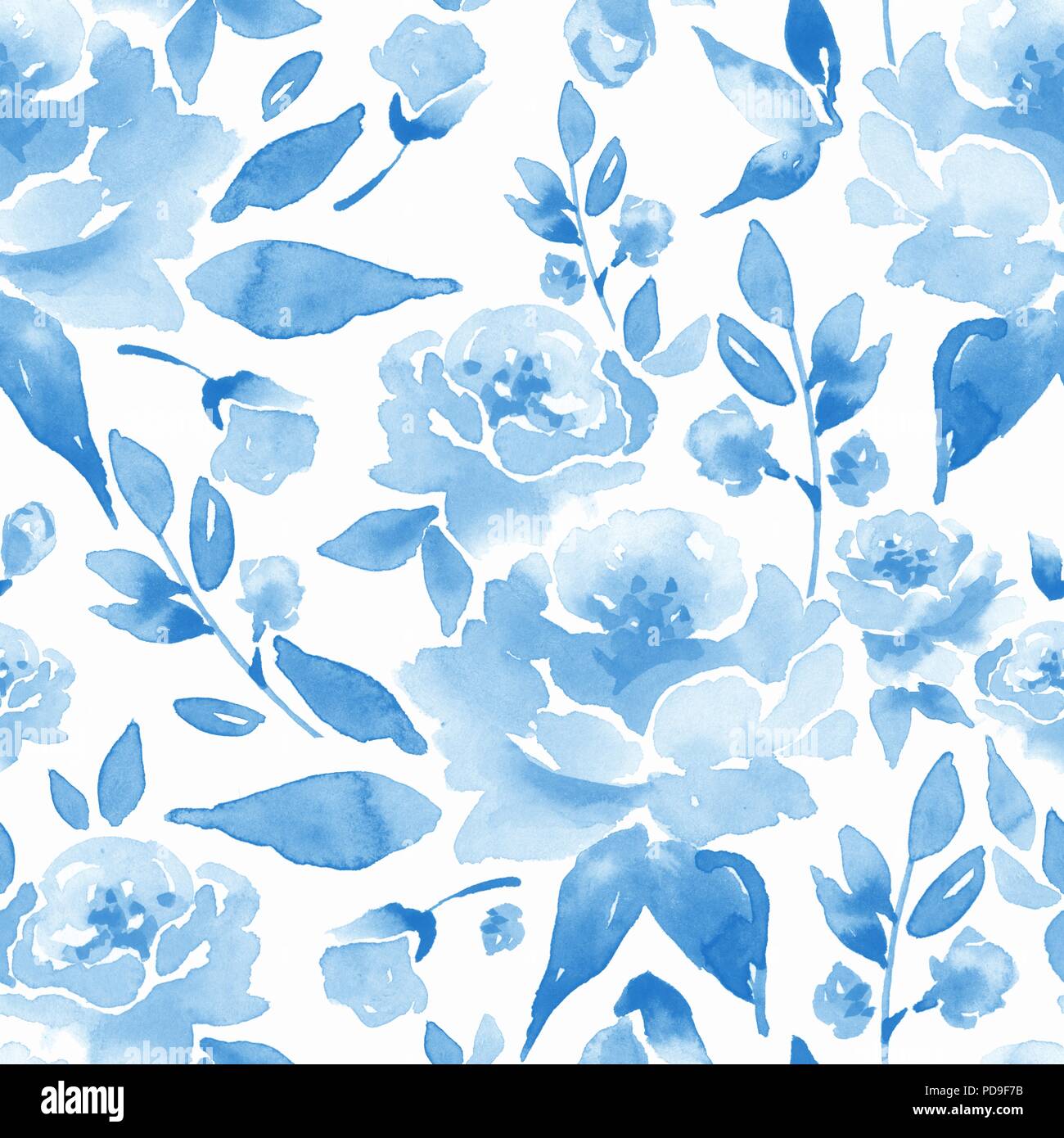 Floral seamless pattern. Watercolor background with flowers and leaves ...