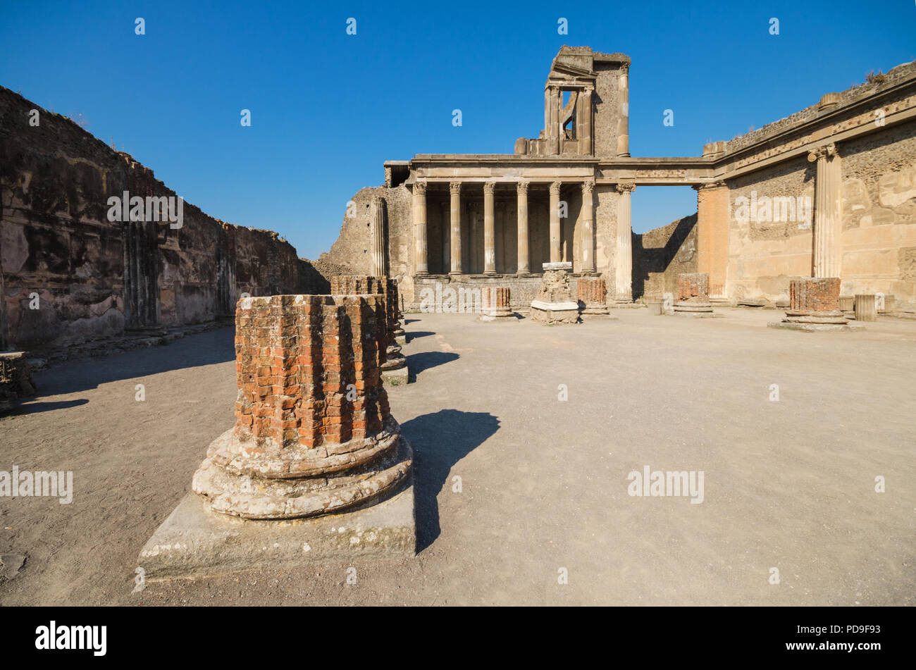 Ruins of the ancient roman city of Pompeii, which was destroyed by ...