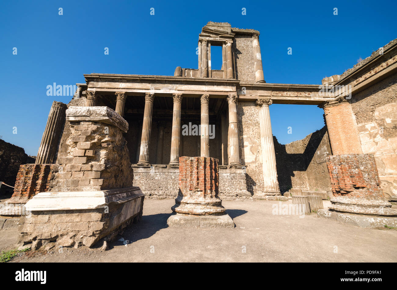 Ruins of the ancient roman city of Pompeii, which was destroyed by ...