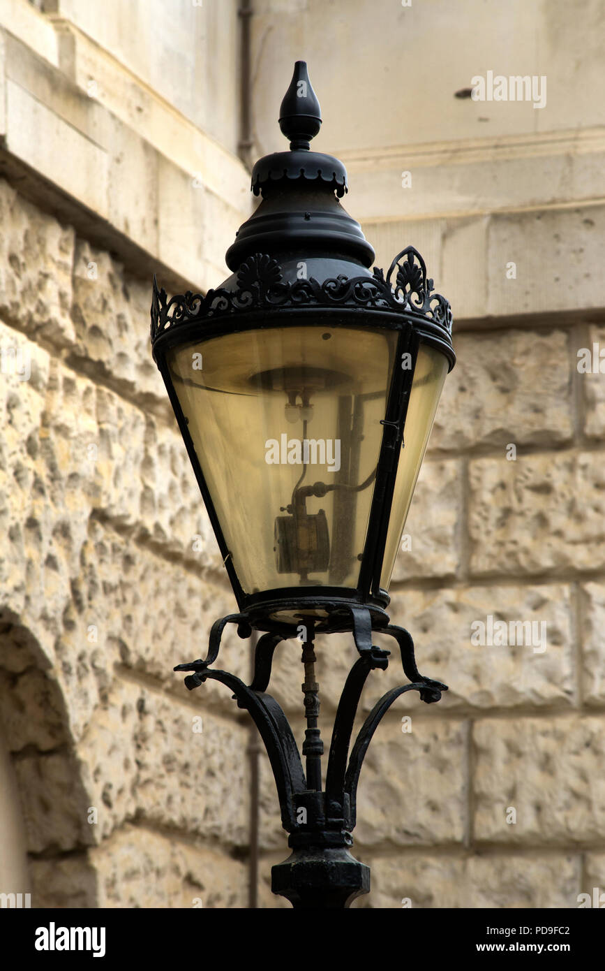 Black painted old style street lamp Stock Photo - Alamy