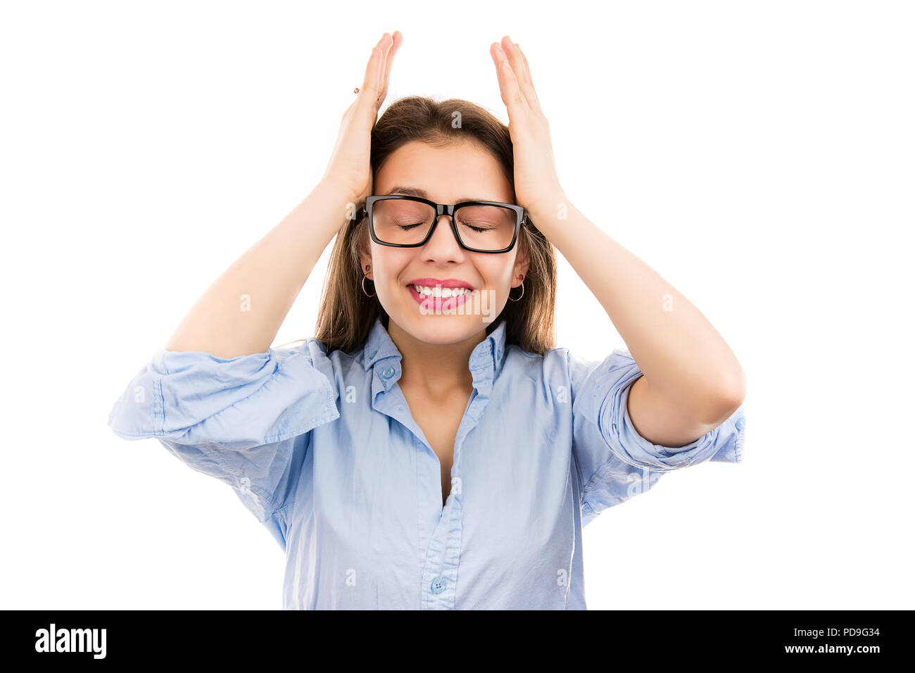 Hands head unhappy hi-res stock photography and images - Alamy