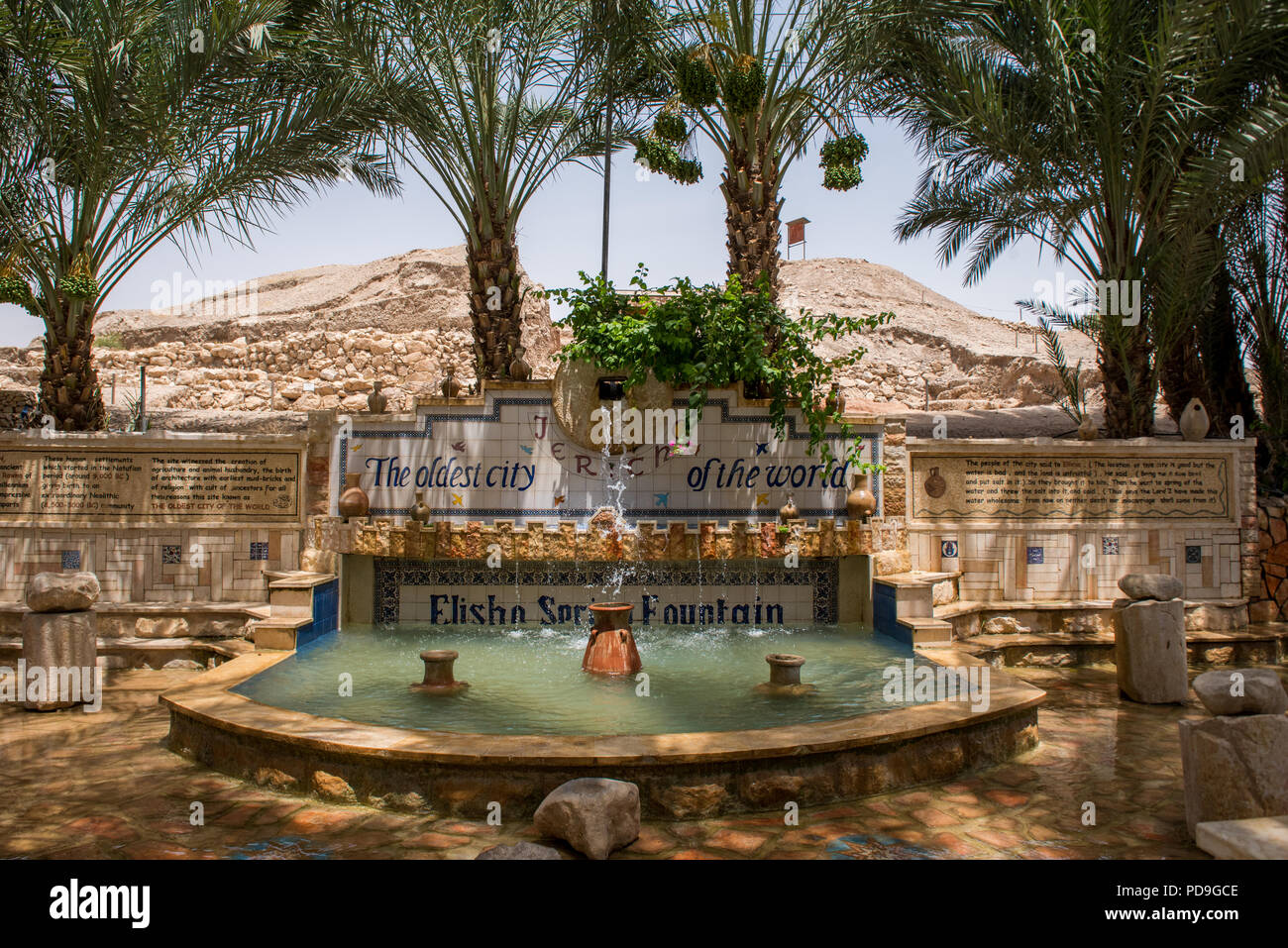 Elisha Spring Fountain at the entrance to the Jericho archeological ...