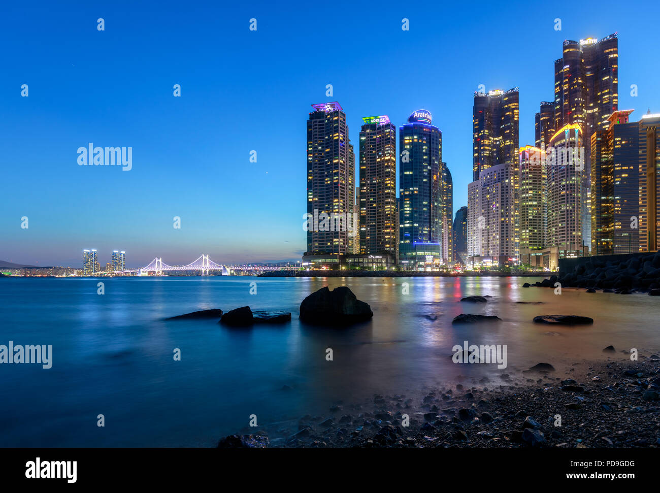 Busan, South Korea - Aug 8, 2018 : Skyscrapers of the Marine City in ...