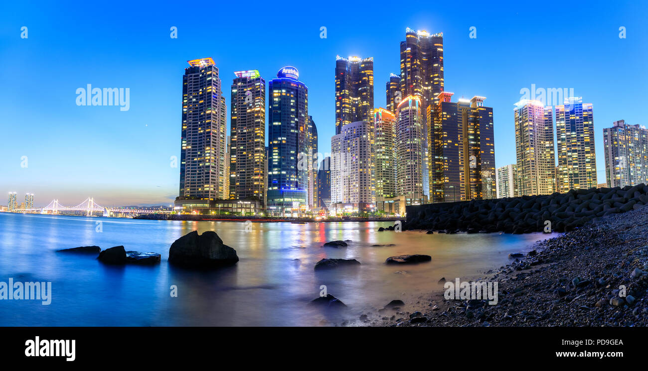 Busan, South Korea - Aug 8, 2018 : Skyscrapers of the Marine City in ...