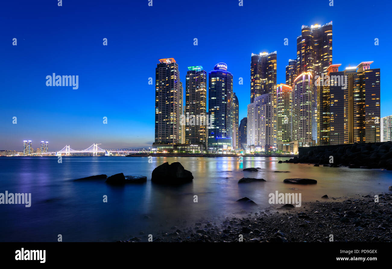 Busan, South Korea - Aug 8, 2018 : Skyscrapers of the Marine City in ...