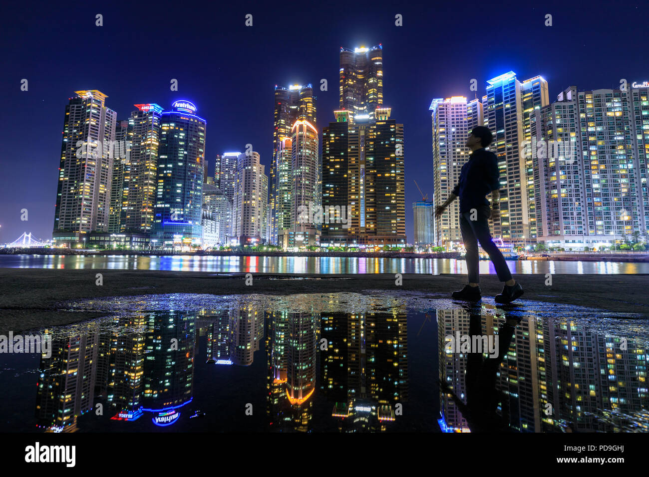 Busan, South Korea - Aug 8, 2018 : Skyscrapers of the Marine City in ...