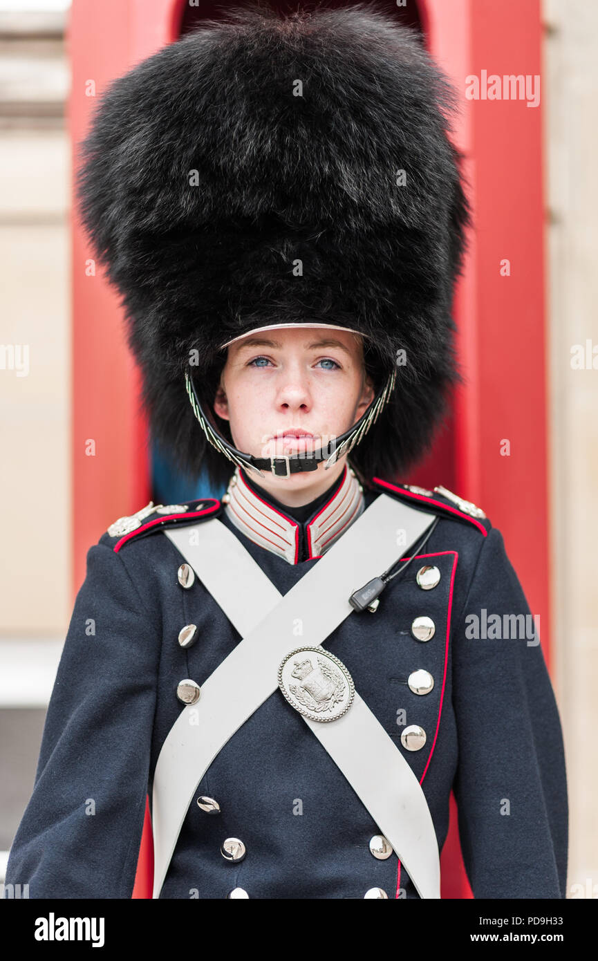 Copenhagen, Denmark - July 7, 2017. View of the Amalienborg Square with ...
