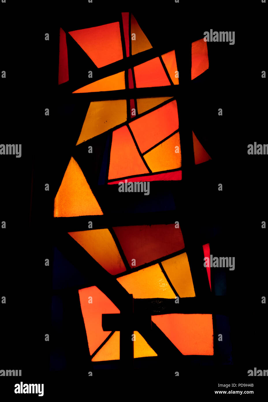 Nazareth, Israel May17 2018: Dramatic small stained glass window in the ...