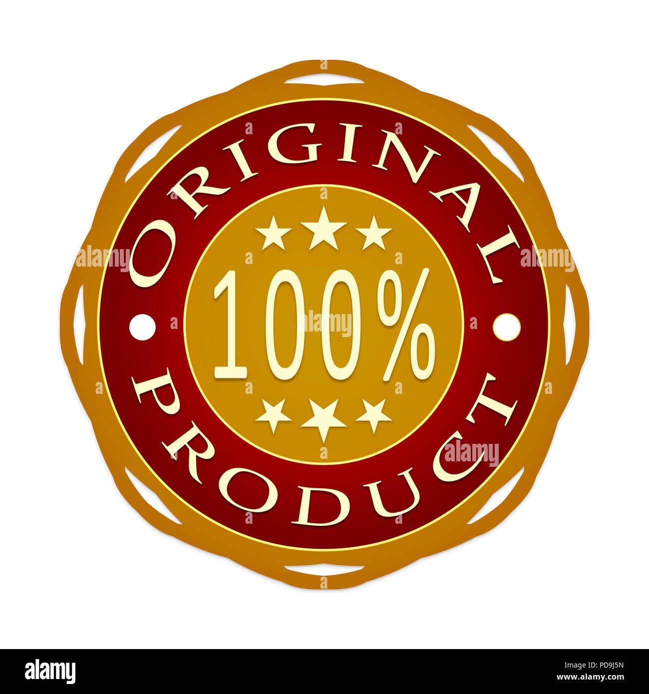 Original product gold label with white text on a white background Stock ...