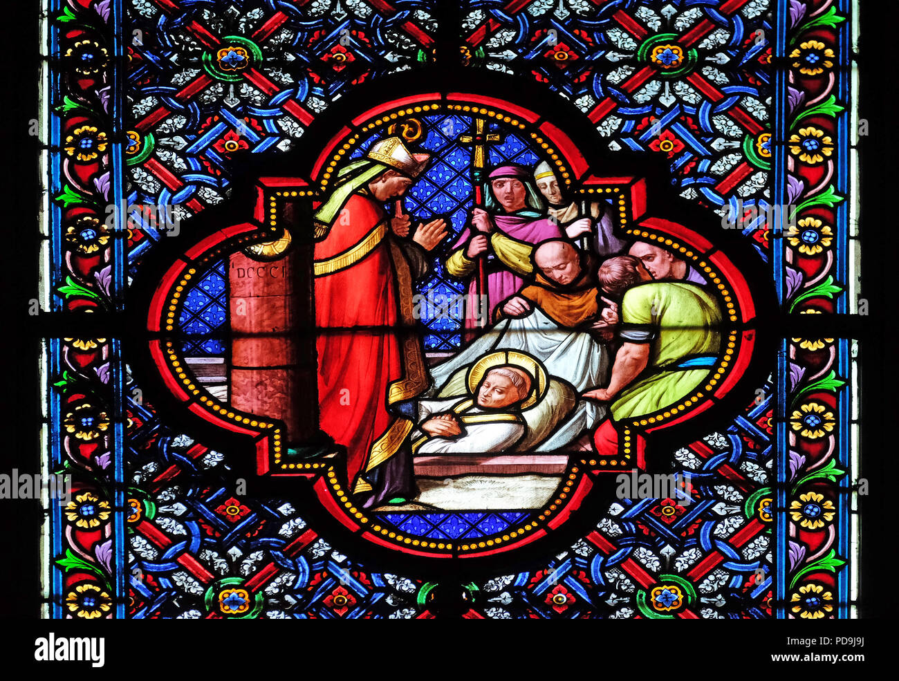 Burying of Saint Remi, stained glass window in the Basilica of Saint ...