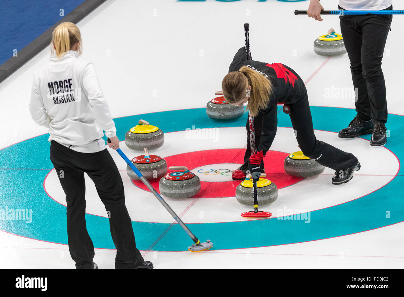 Kristin Skaslien (NOR) and Kaitlyn Lawes (CAN) competing in the Mixed ...