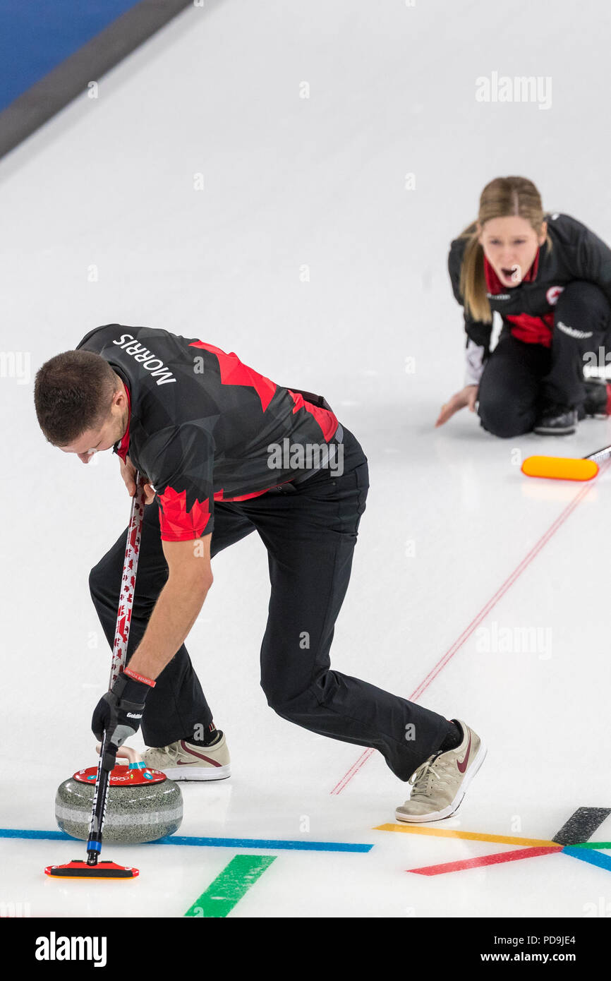 John Morris and Kaitlyn Lawes (CAN) competing in the Mixed Doubles ...