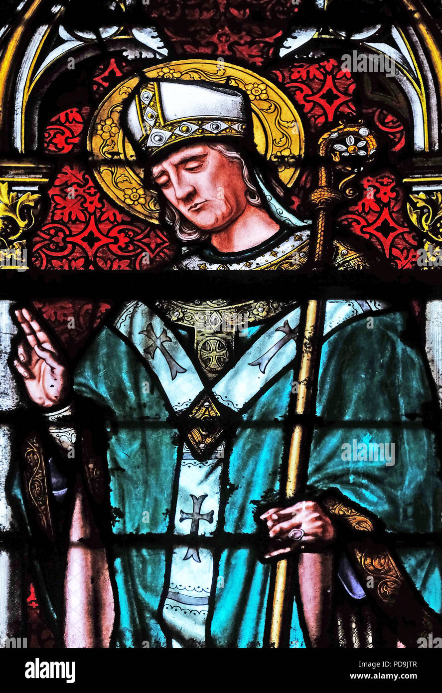 Saint Medardus, stained glass window in the Basilica of Saint Clotilde ...