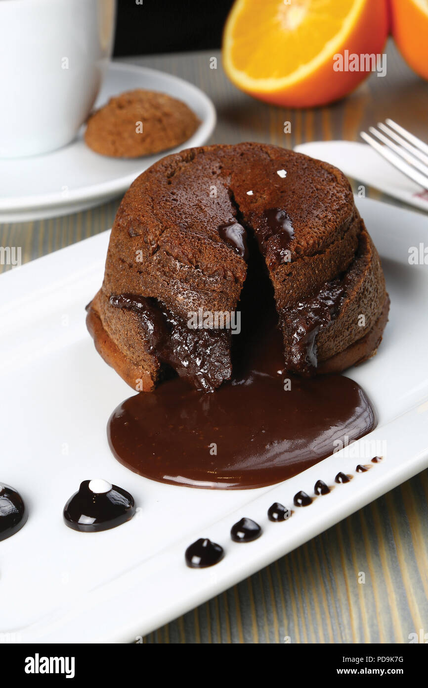 Homemade Chocolate Lava Cake Dessert, Fondant Lava Cake Stock Photo - Alamy