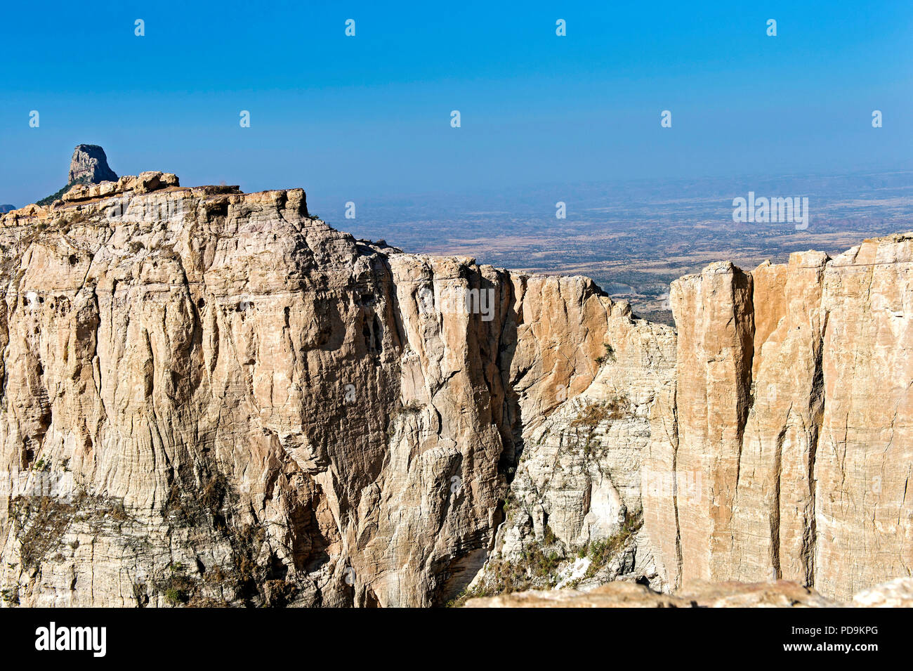 Steep rock faces in the Gheralta mountain range, Tigray, Ethiopia Stock ...