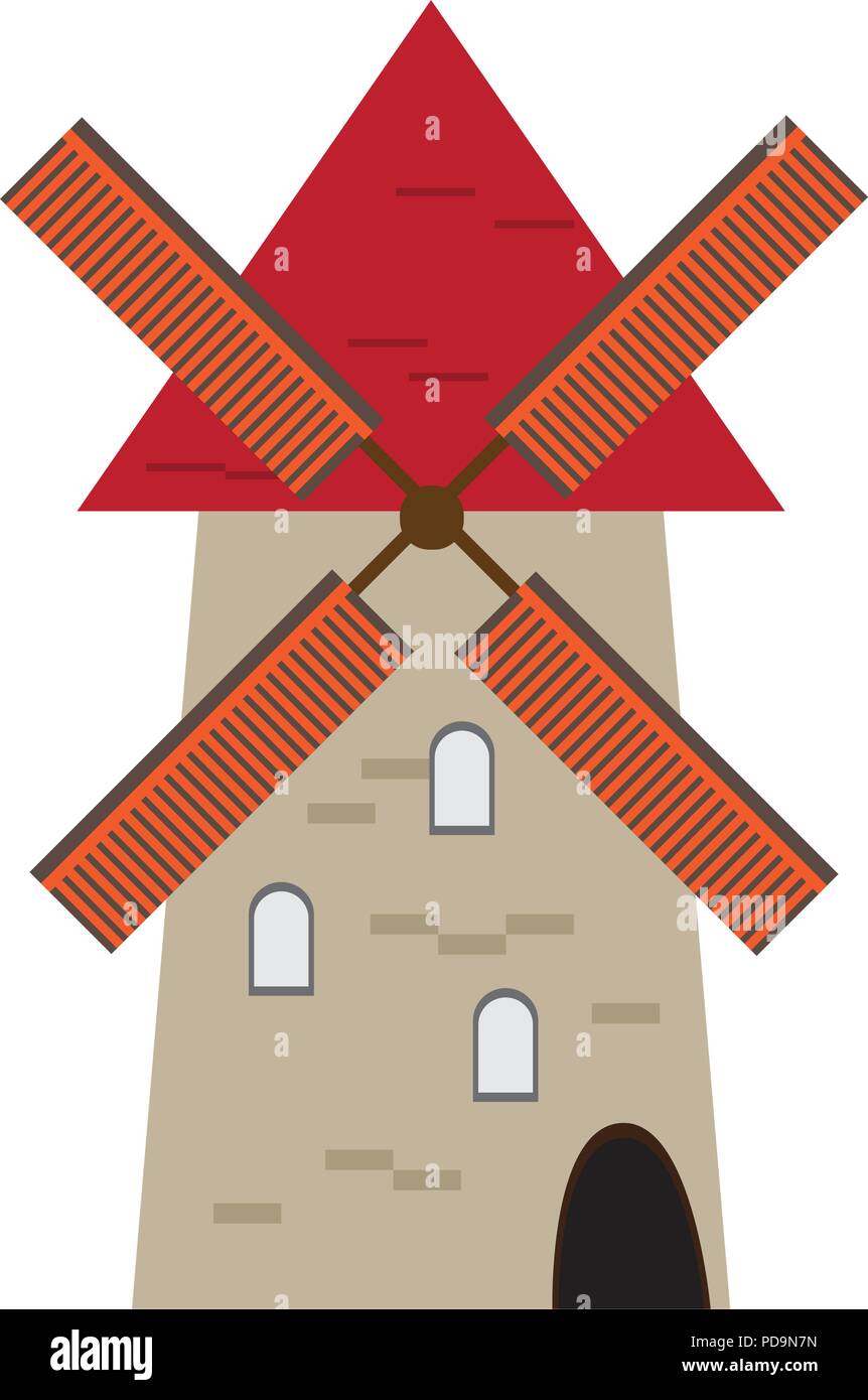 Medieval mill illustration Stock Vector Images - Alamy