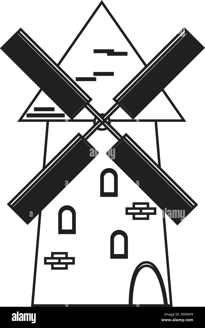 Medieval mill illustration Stock Vector Images - Alamy