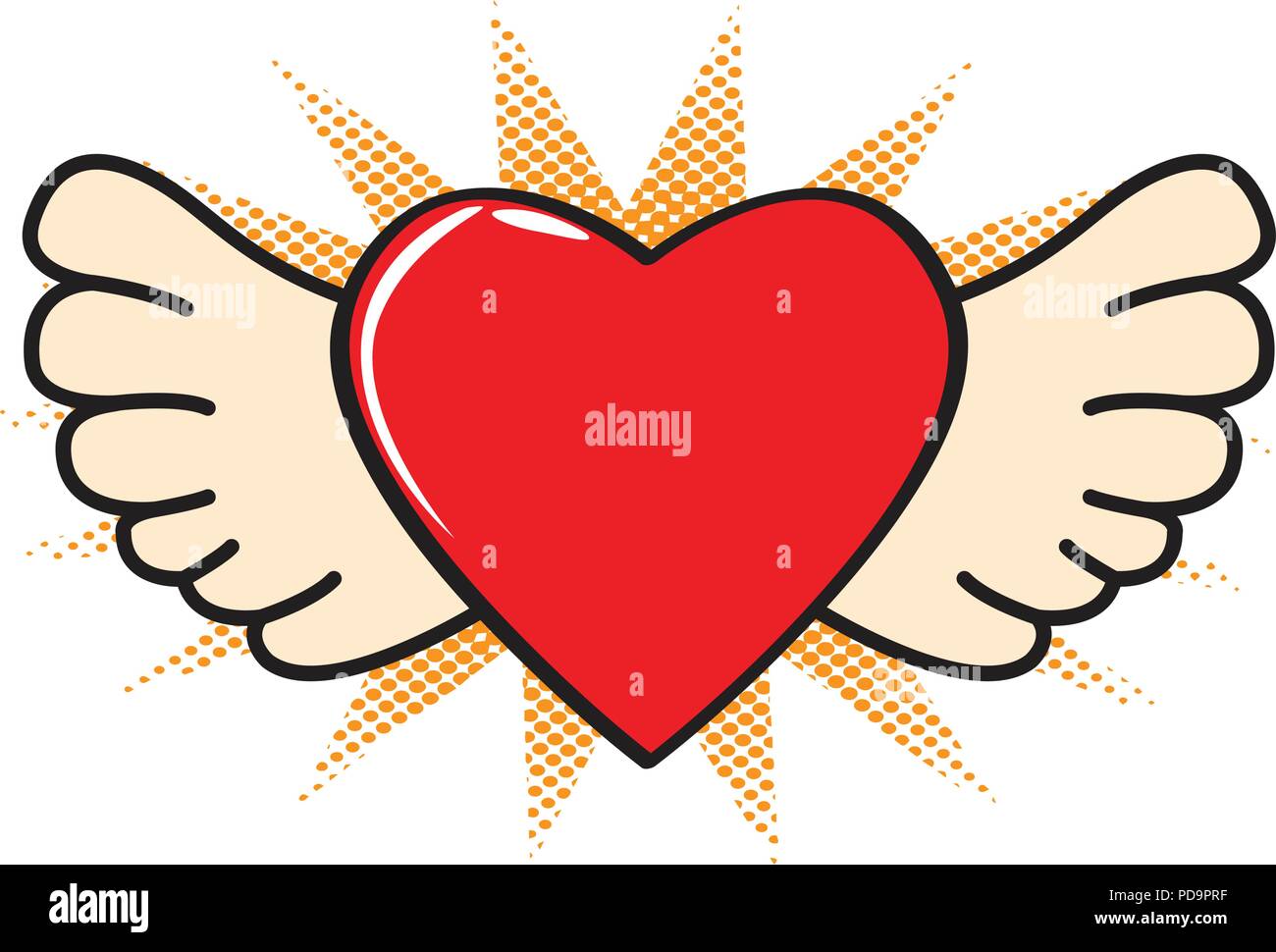Isolated comic heart with wings icon Stock Vector Image & Art - Alamy