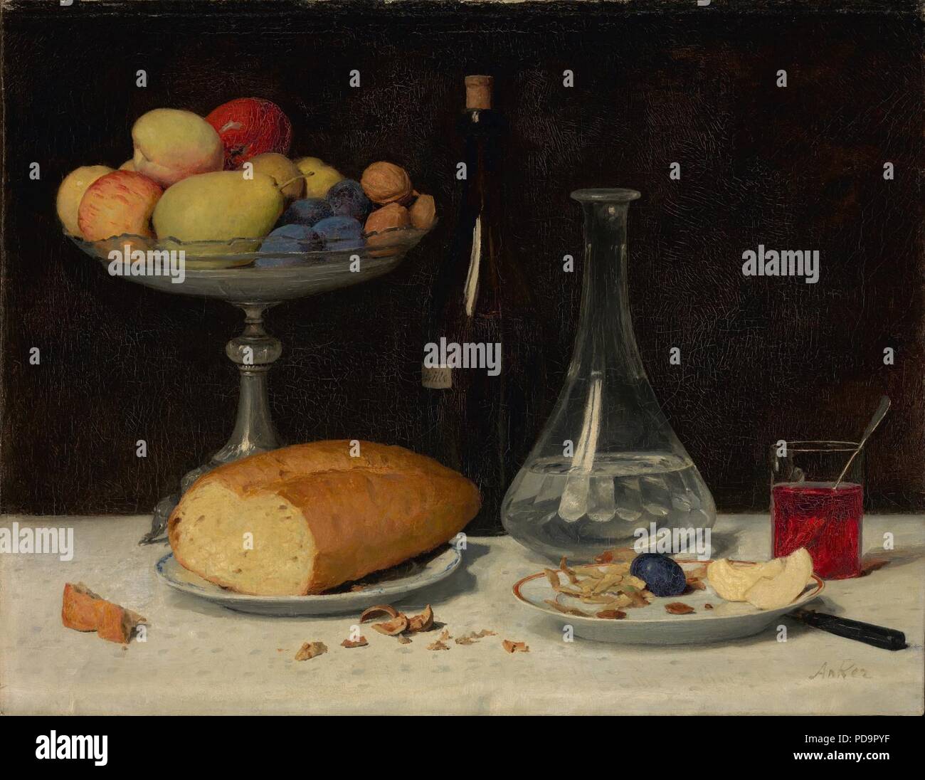 Albert Anker - Stillleben - Mässigkeit (1896 Stock Photo - Alamy