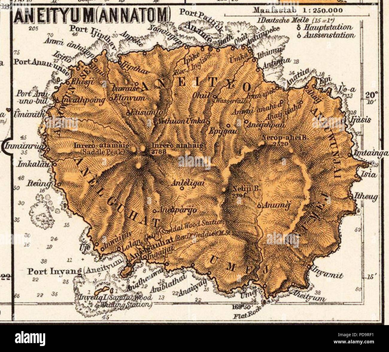 Aneityum (Annatom) 1870 Karte Stock Photo - Alamy