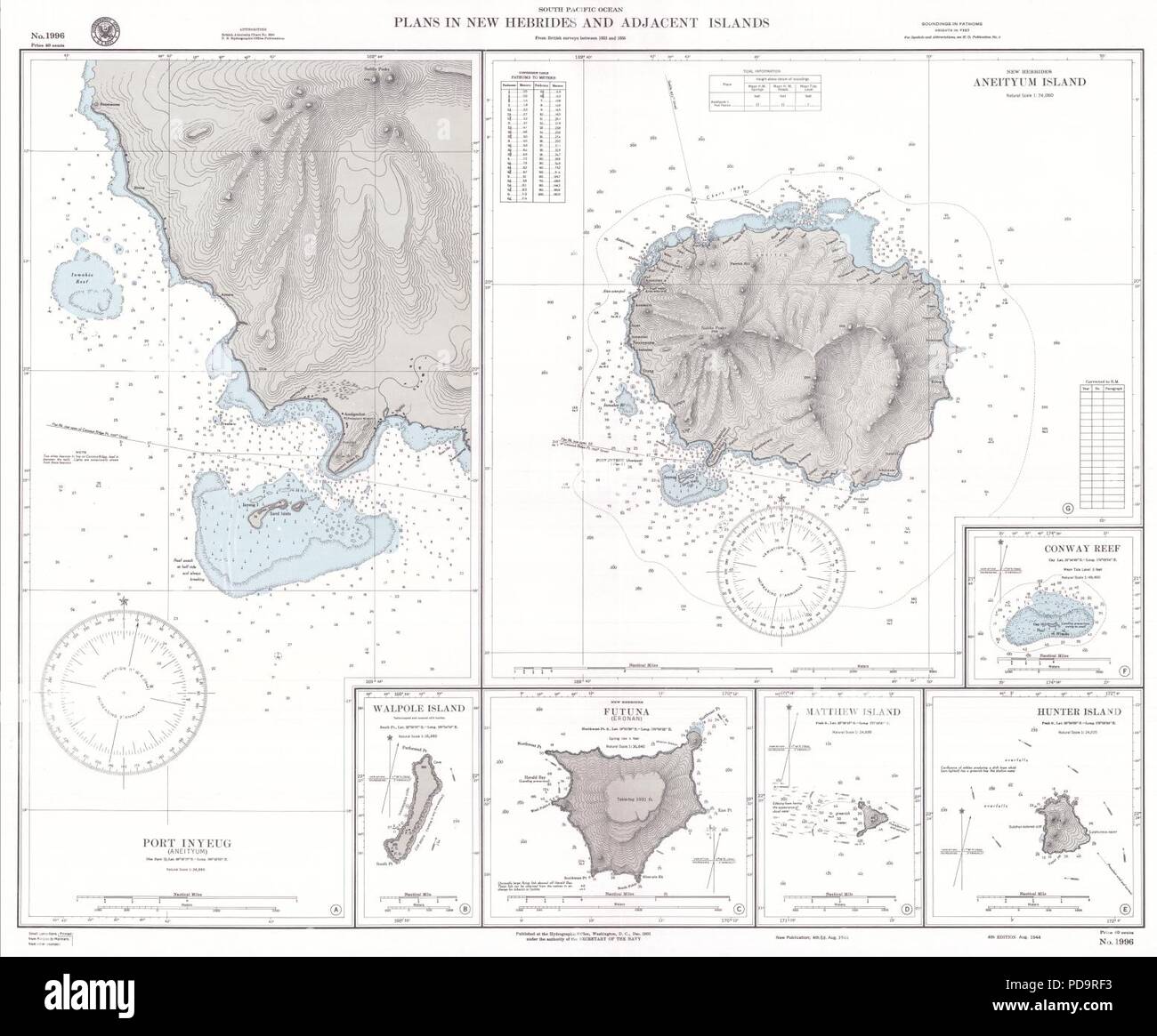 Aneityum 1901 Nautical Chart Stock Photo - Alamy