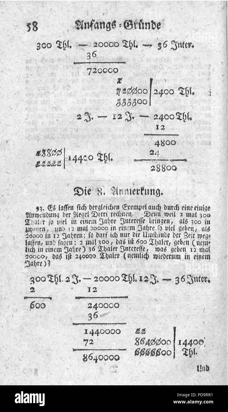 Anfangsgründe der Mathematik I 058 Stock Photo - Alamy