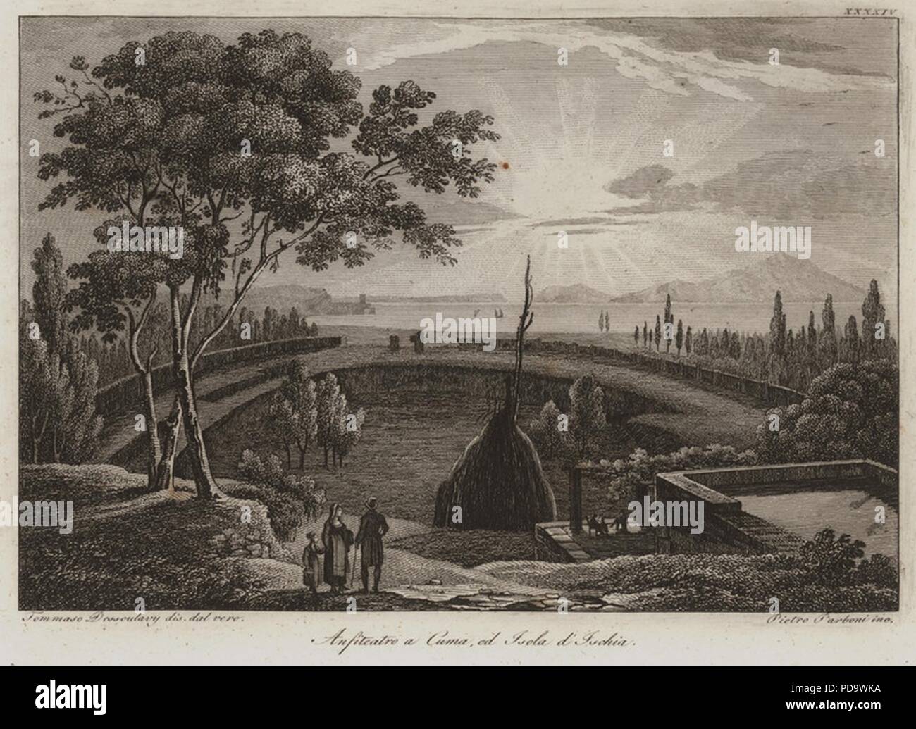Anfiteatro a Cuma ed Isola di Ischia - Raccolta Di Vedute Del Regno Di ...