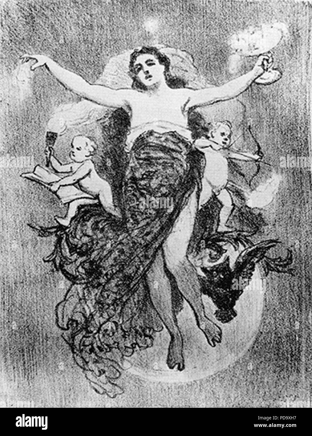 Angelo Agostini 1884 A Noite e os Gênios do Estudo e do Amor Stock ...