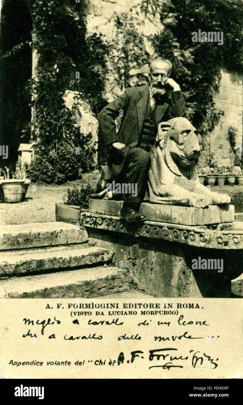 Angelo Fortunato Formiggini a cavallo di un leone Stock Photo - Alamy