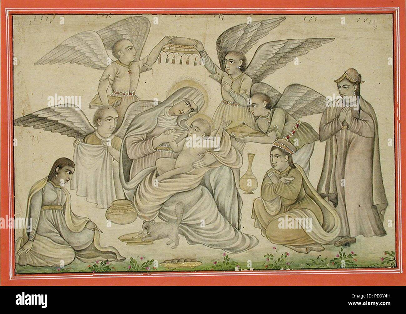 Angels Attend Mary and Jesus Stock Photo - Alamy