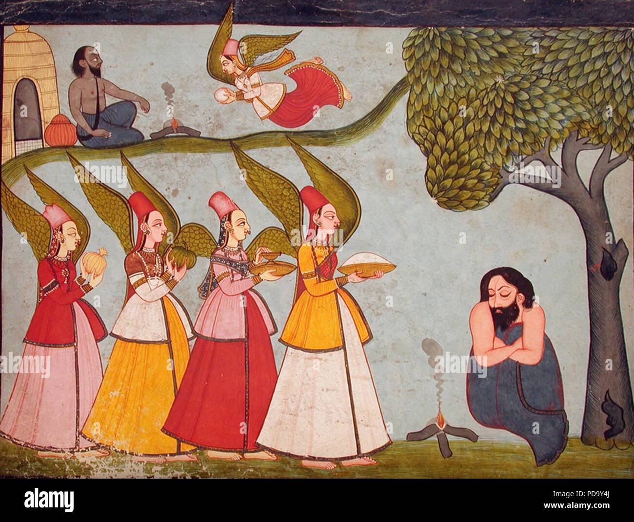 Angels bringing food to an ascetic Stock Photo - Alamy