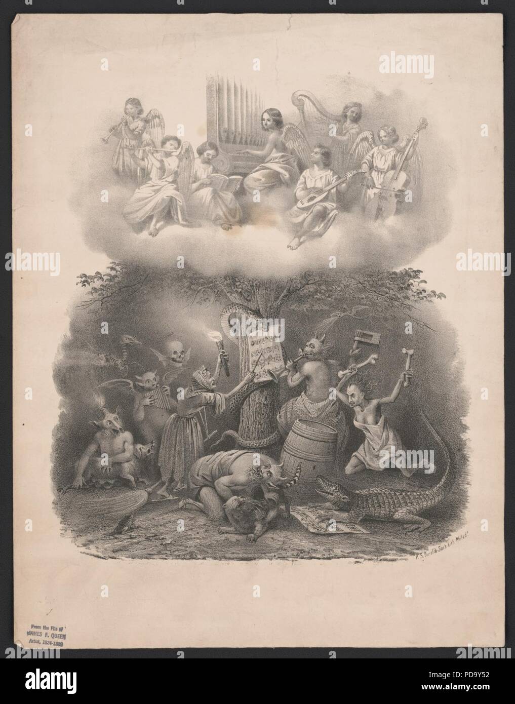 Angels playing music in heaven, harpies playing music in Hell Stock ...