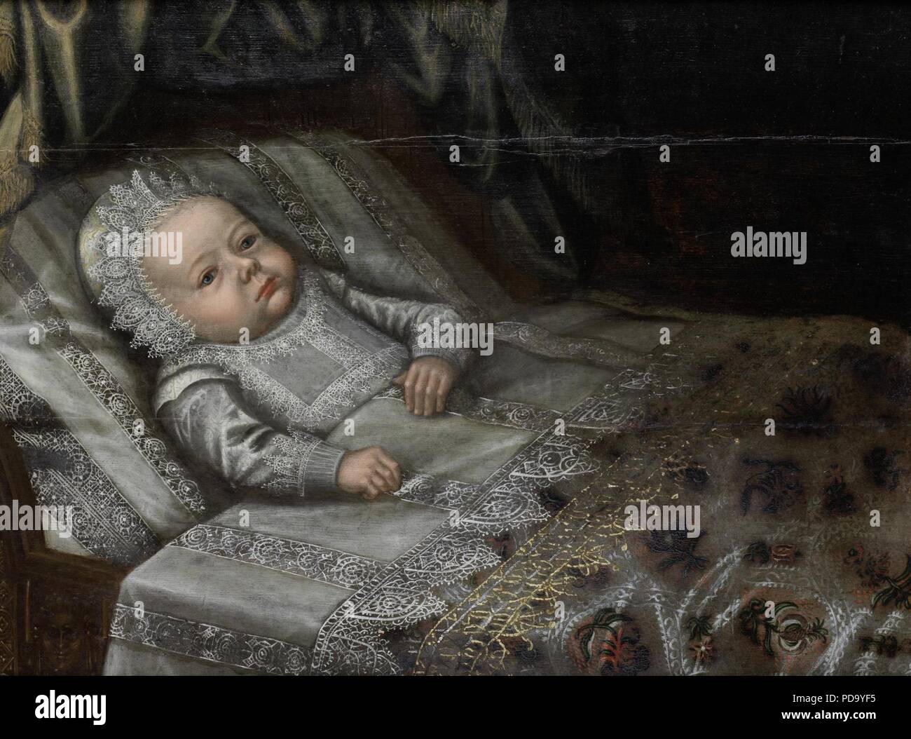 Anglo-Dutch School 17th c Portrait of a baby in lace costume Stock ...