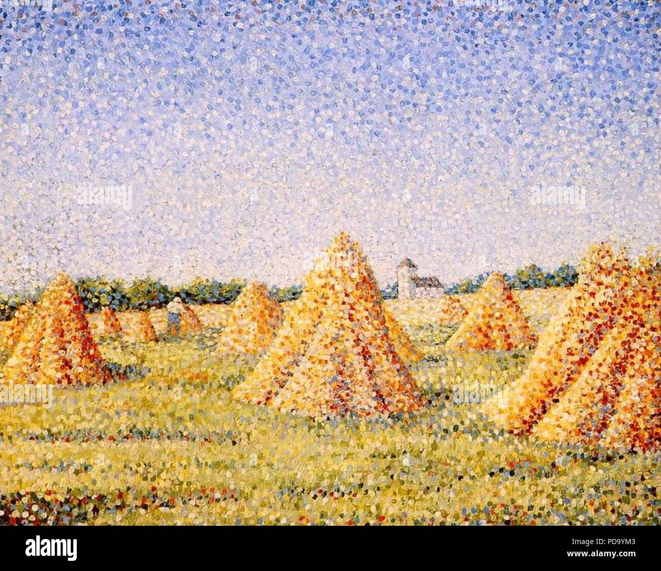 Angrand - The Harvest Stock Photo - Alamy