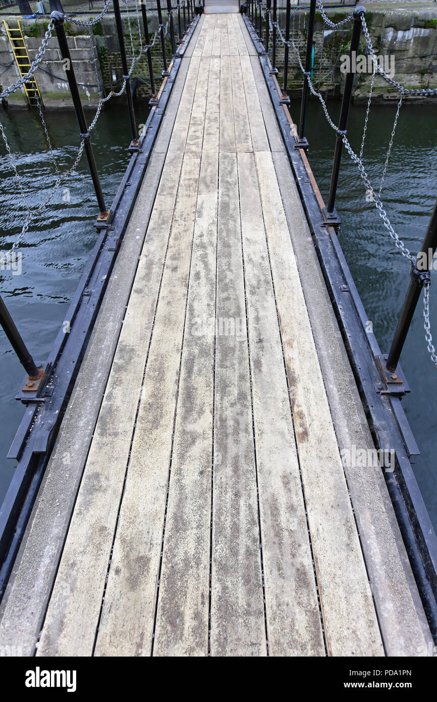 Movable Bascule footbridge over canal Stock Photo - Alamy