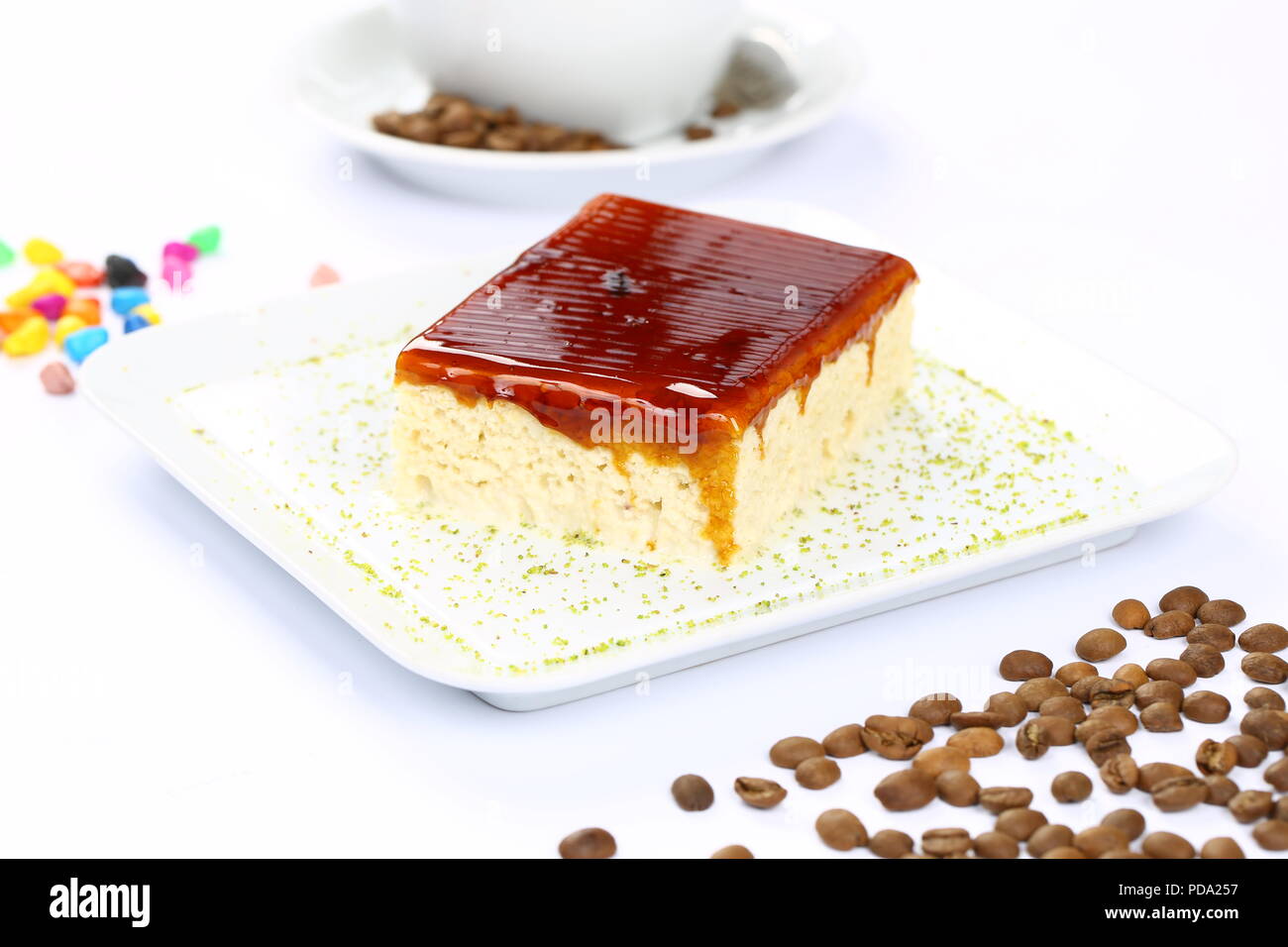Trilece Caramel Dairy Dessert Cake Stock Photo - Alamy