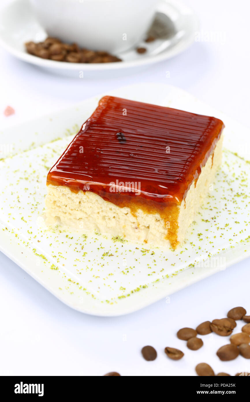 Trilece Caramel Dairy Dessert Cake Stock Photo - Alamy