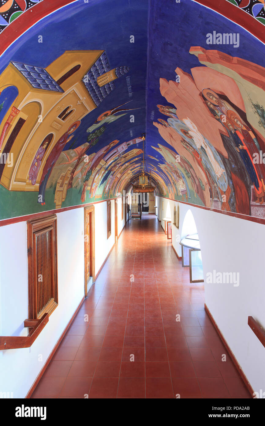 Mural paintings with biblical scenes at Kykkos Monastery in Cyprus ...