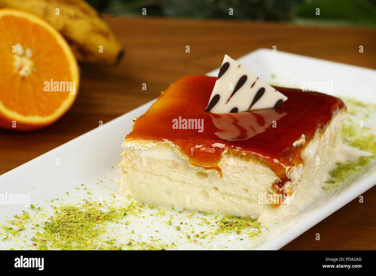 Trilece Caramel Dairy Dessert Cake Stock Photo - Alamy