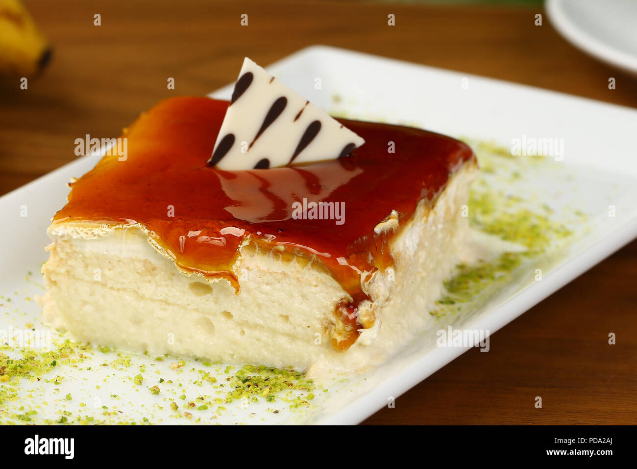 Trilece Caramel Dairy Dessert Cake Stock Photo - Alamy