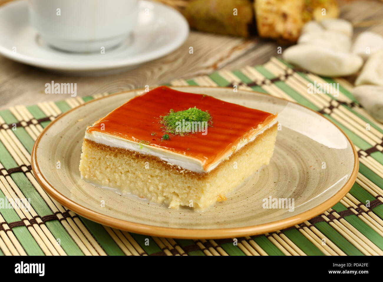 Trilece Caramel Dairy Dessert Cake Stock Photo - Alamy