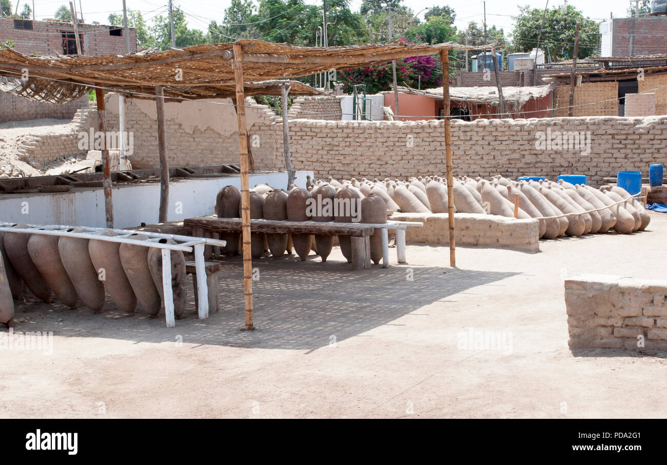 Ceramic vessels used in the production of Peruvian Pisco and wine at ...